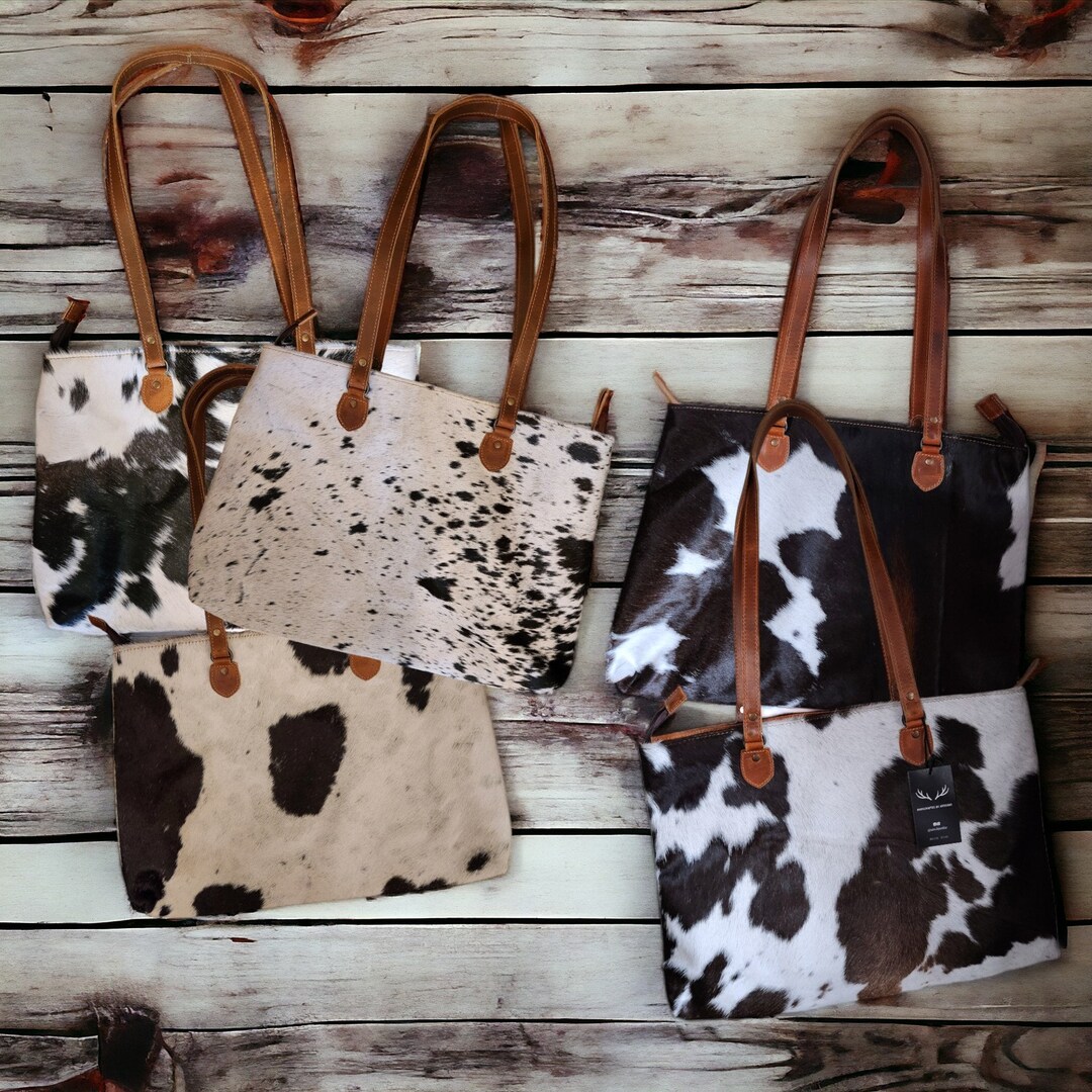 Genuine Cowhide Large Tote Highlands Black Cowhide Tote - Etsy