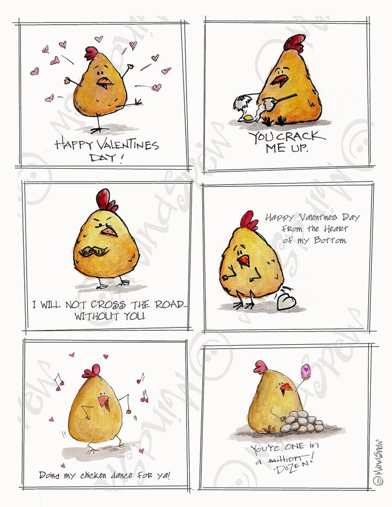 Chicken Valentines Day Cards, PRINTABLE Art, DIGITAL DOWNLOAD, Funny ...