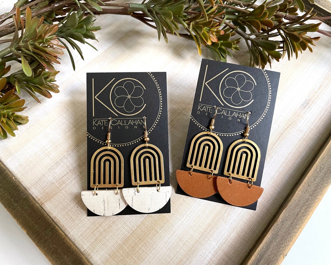 NEW DESIGN! Meet Nicki, Genuine Leather and Brass Boho Earrings, Choose ...