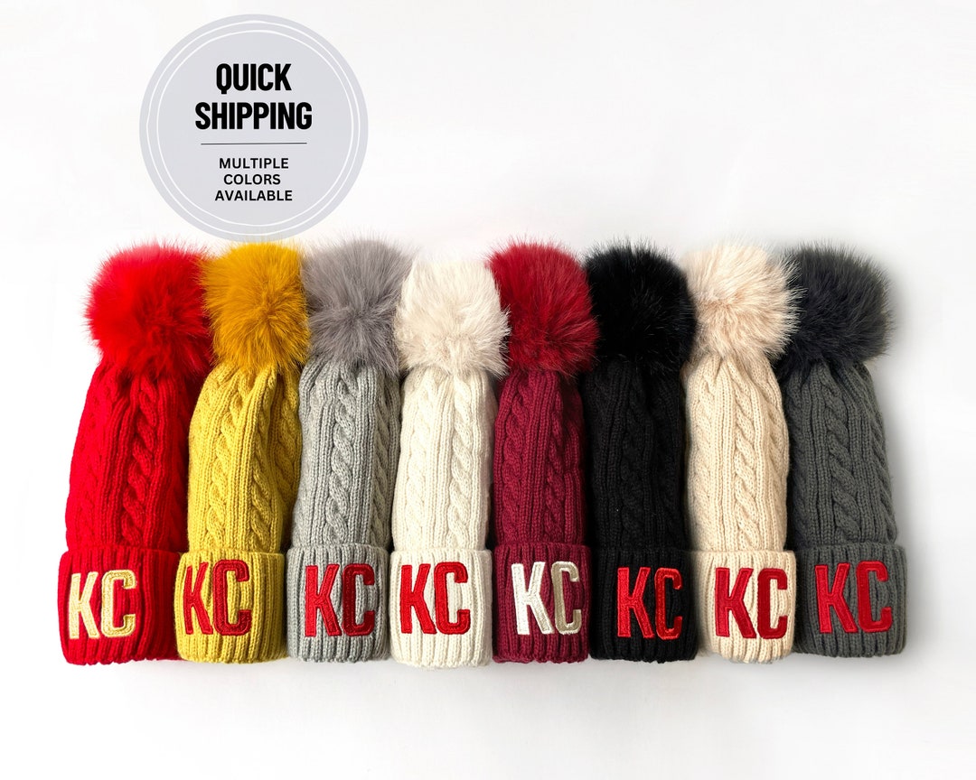 Embroidered KC Beanie Hat, Knit KC Hat, Kansas City Beanie, Chiefs Hat ...