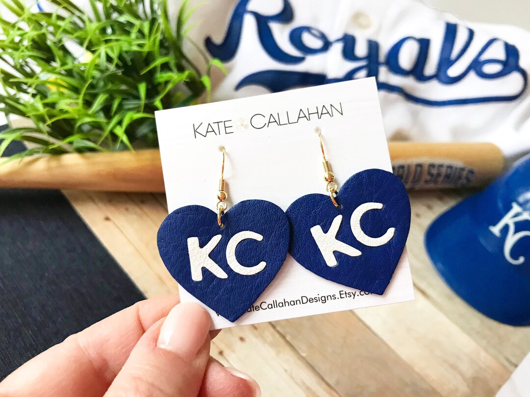 Handmade Genuine Leather Inlay KC Earrings, KC Heart and Petite Drop KC ...