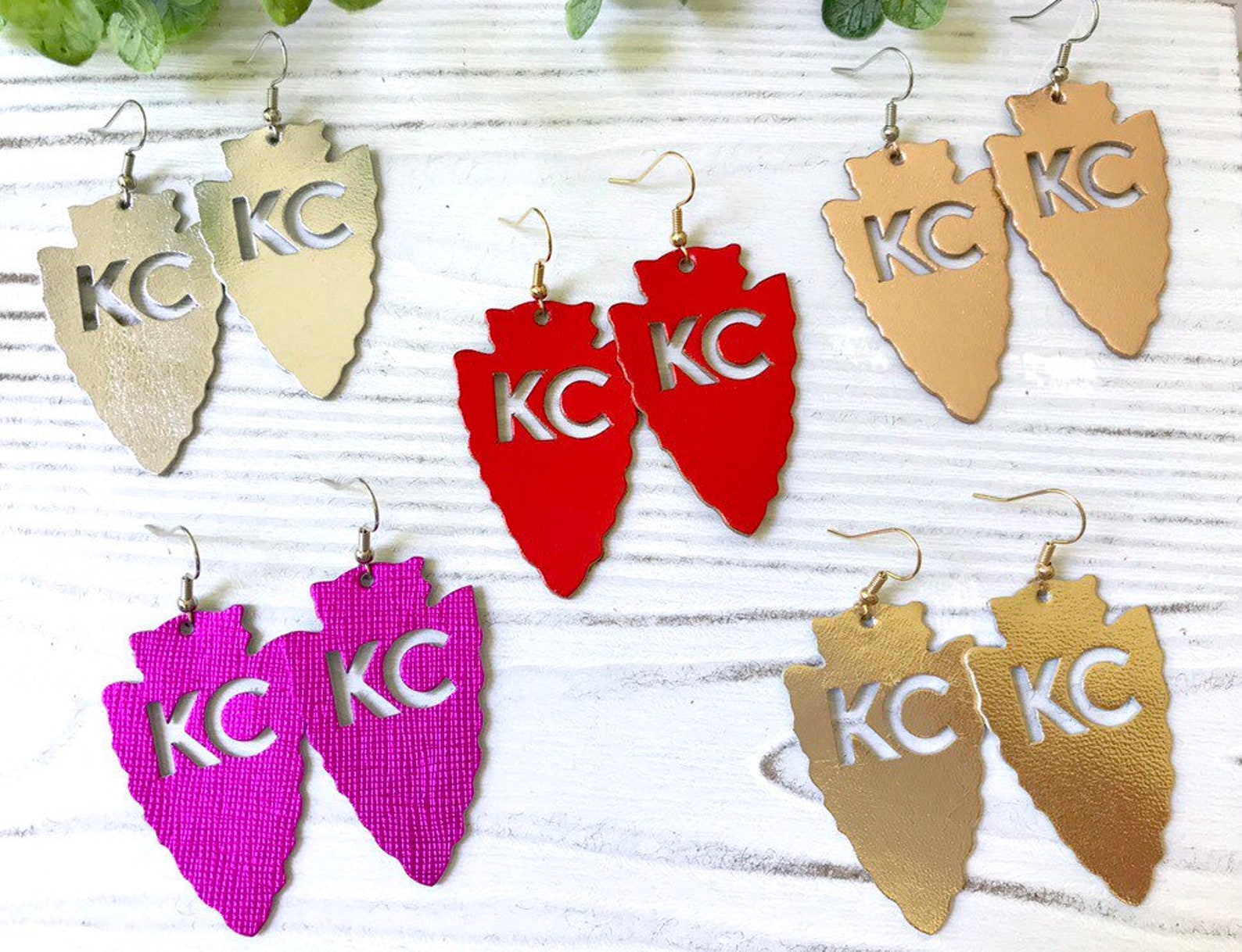 KC Chiefs Genuine Leather Arrowhead Earrings Chiefs Leather - Etsy