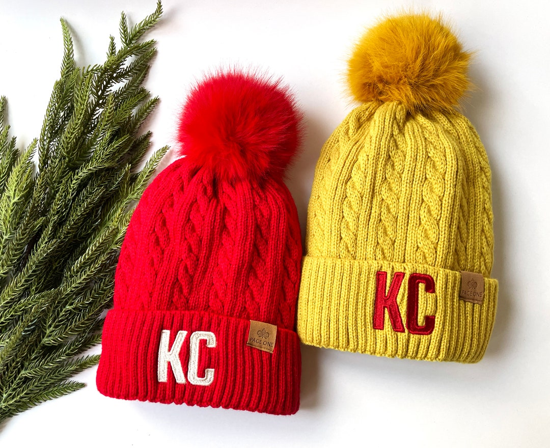 Embroidered KC Beanie Hat, Knit KC Hat, Kansas City Beanie, Chiefs Hat ...