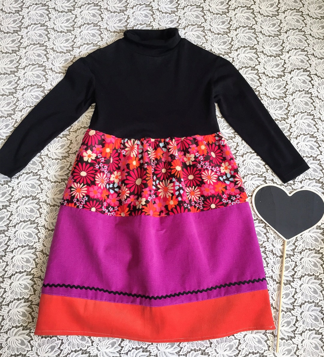 Girls Tiered Winter Smock Dress With Skivvy Top and Vintage - Etsy