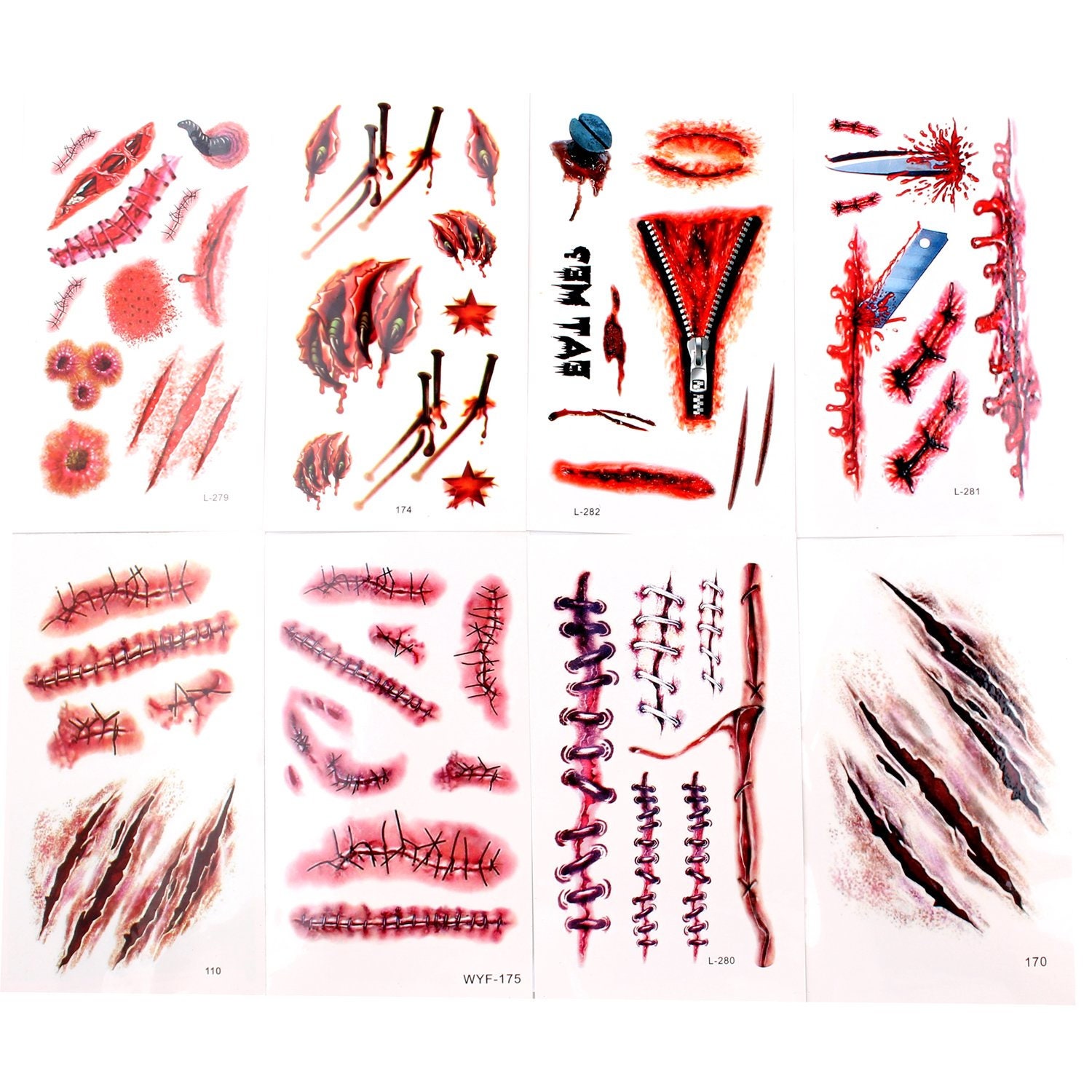 Body Scar Tattoo Temporary Stickers 60 Designs - Etsy