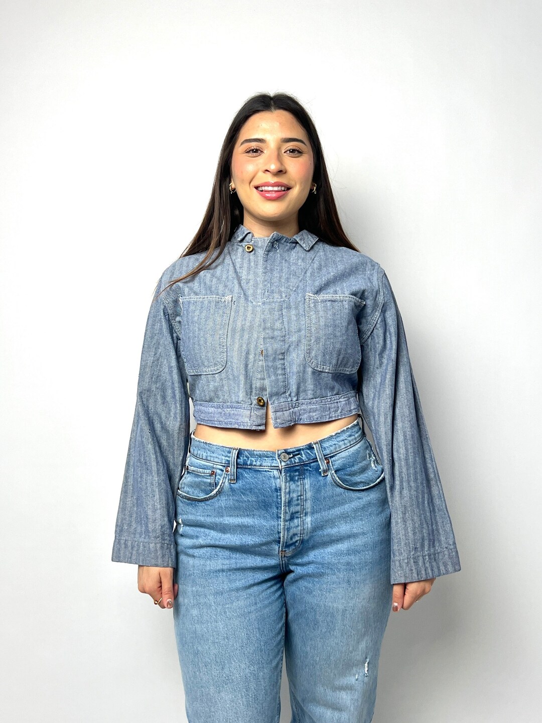 Mechanic Jacket Vintage 90s Cropped Workers Canvas Jacket Blue 90s ...