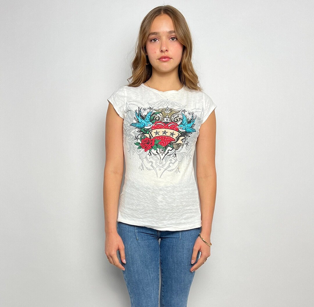 Y2k Women's Top, 2000s Rhinestone Shirt - Etsy