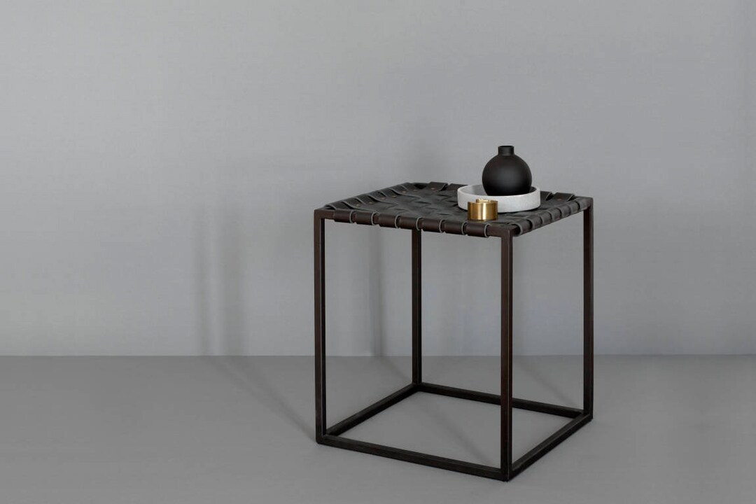 Leather Top Steel Night Table 4 Colors / Lade / Scandinavian - Etsy