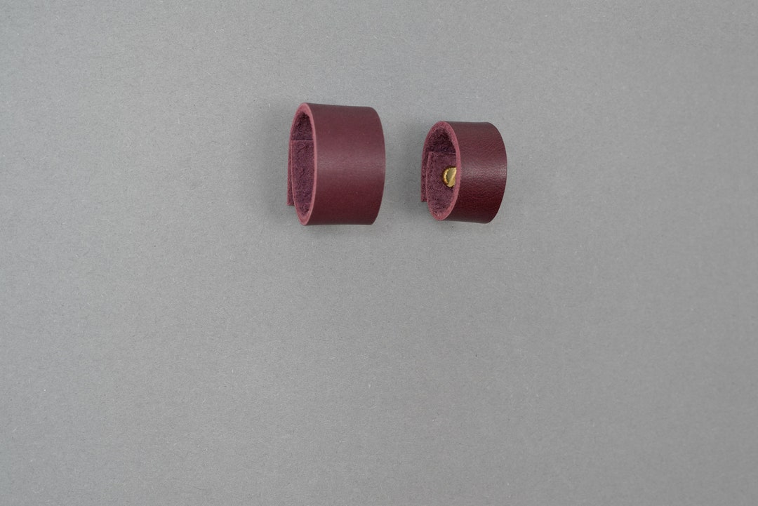 Cherry Red Leather Drawer Pull / Lade Om #7 / Burgundy Oval Leather ...