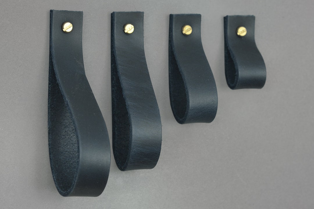 Navy Blue Leather Cabinet Pull / Lade #5 / Dark Blue Drawer Handle ...