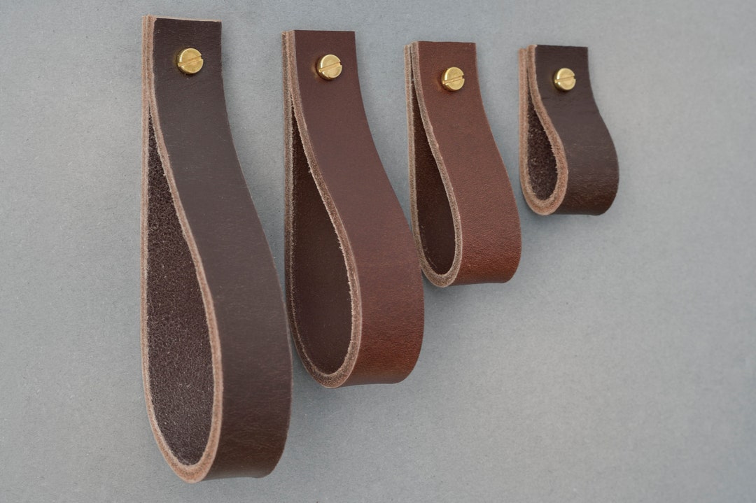 Dark Brown Leather Cabinet Pull / Lade #4 / Chocolate Leather Drawer ...