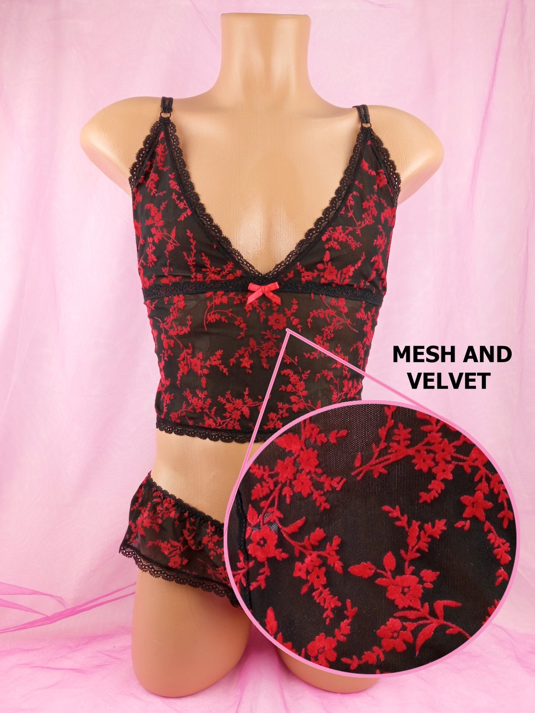 Sissy Lingerie Set For Men Mesh And Velvet Lingerie Sissy