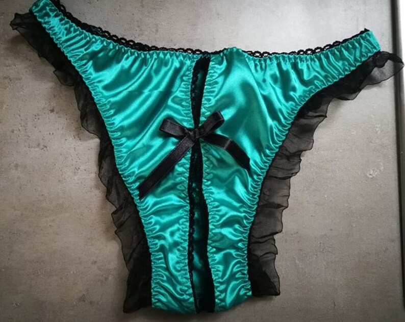 Men Satin Thong Sissy Maid Lace Unisex Panties Open Crotch Etsy