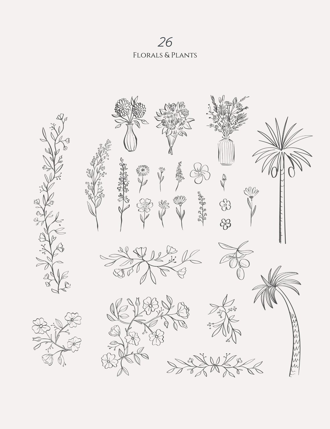 Floral SVG Bundle - Hand Drawn Florale Elegance Svg | Wildflowers ...