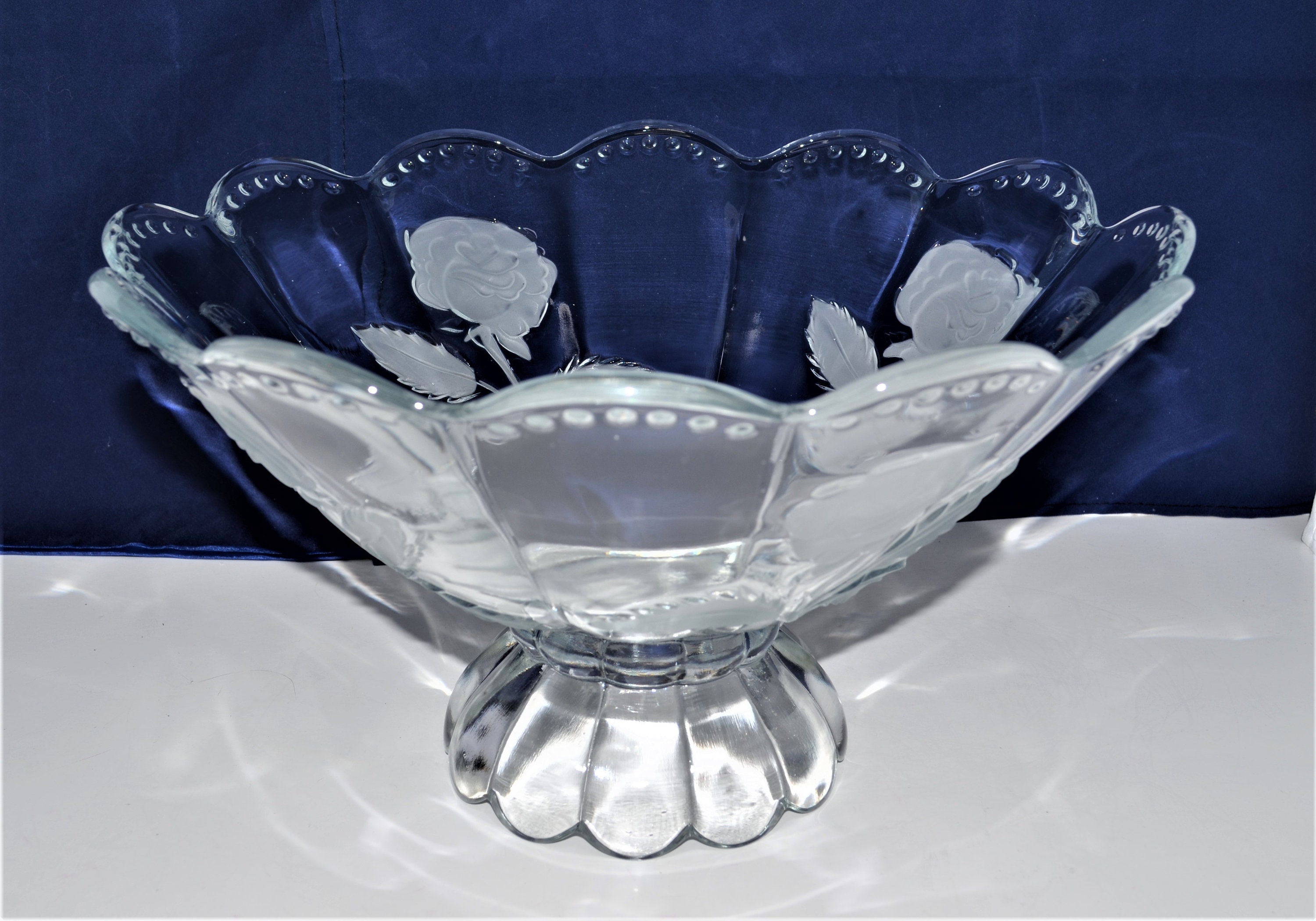 Vintage Imperlux Hand Cut Crystal Glass Large Compote Footed ...