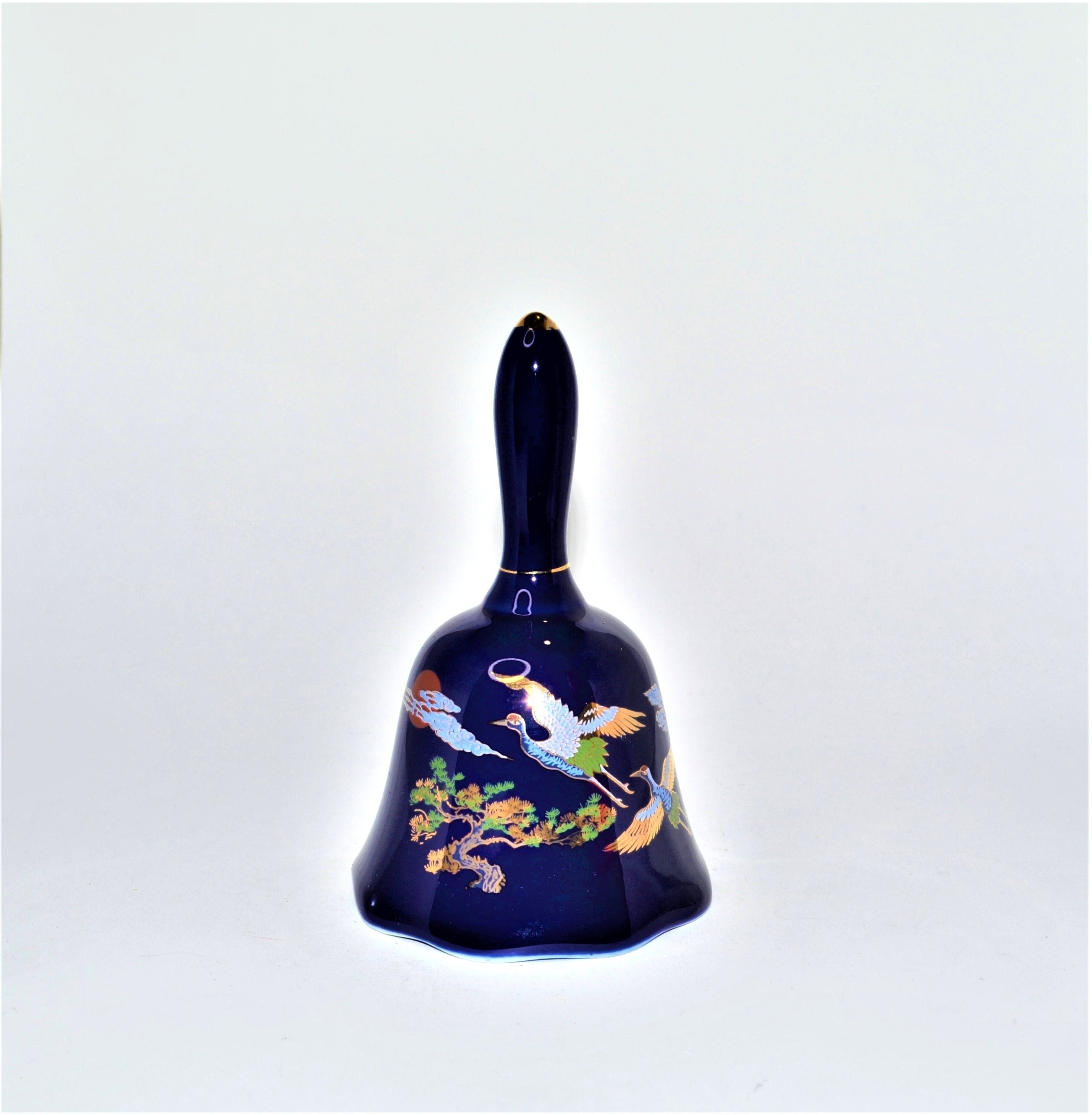Vintage Cobalt Blue Gold Trim Porcelain Bell Cranes Japan A - Etsy