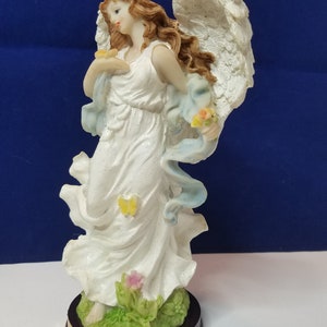 Vintage Premier Collection Angel Resin Figurine on a Stained Wood Base ...