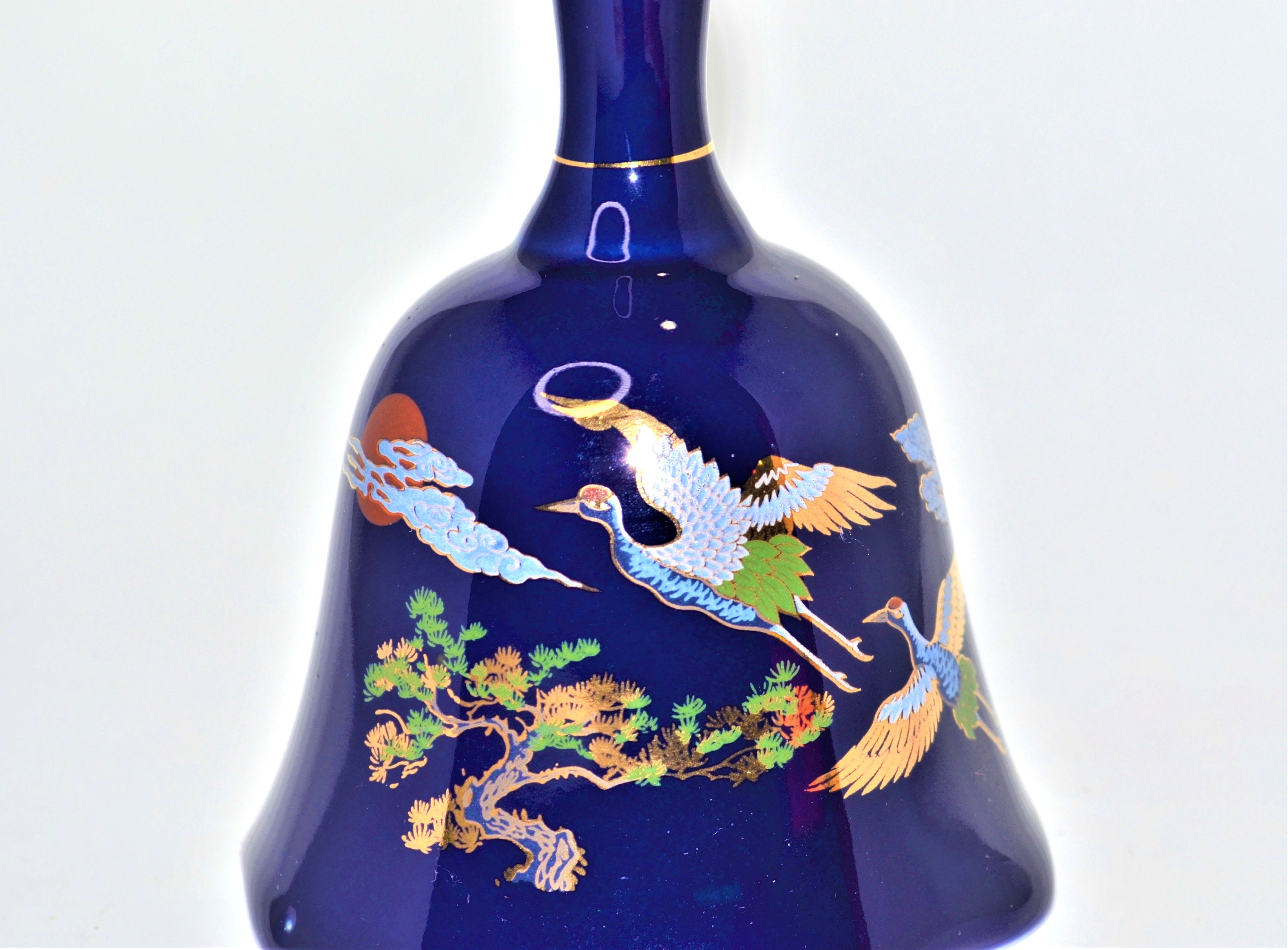 Vintage Cobalt Blue Gold Trim Porcelain Bell Cranes Japan A - Etsy