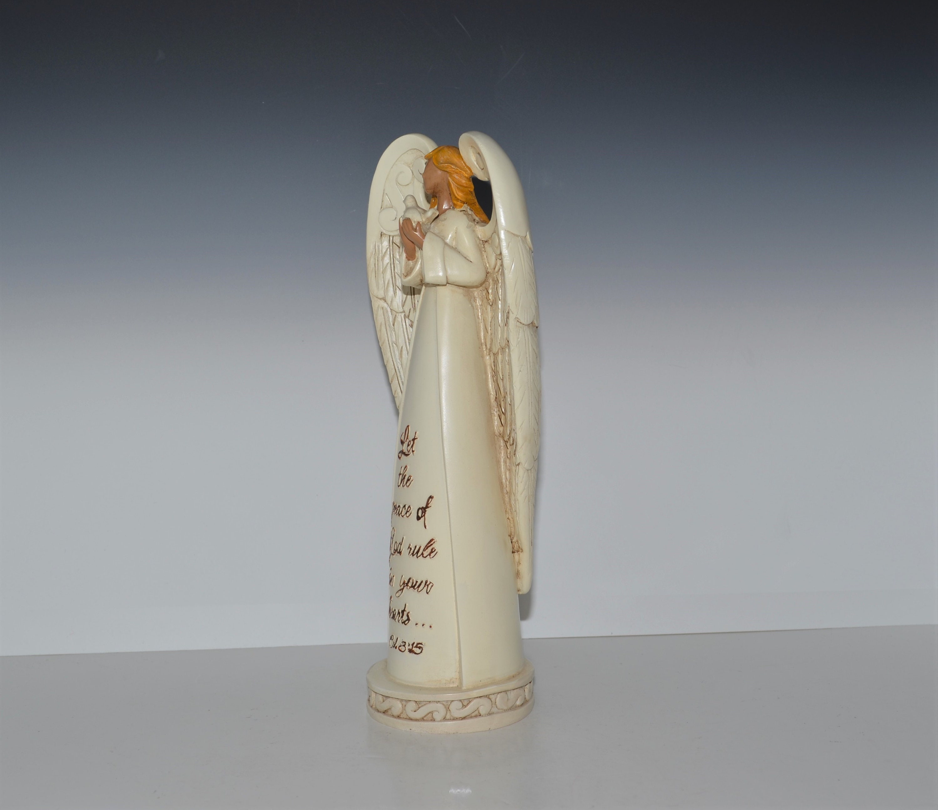 Vintage Antique White Angel Religious Scripture Peace Angel With Dove ...