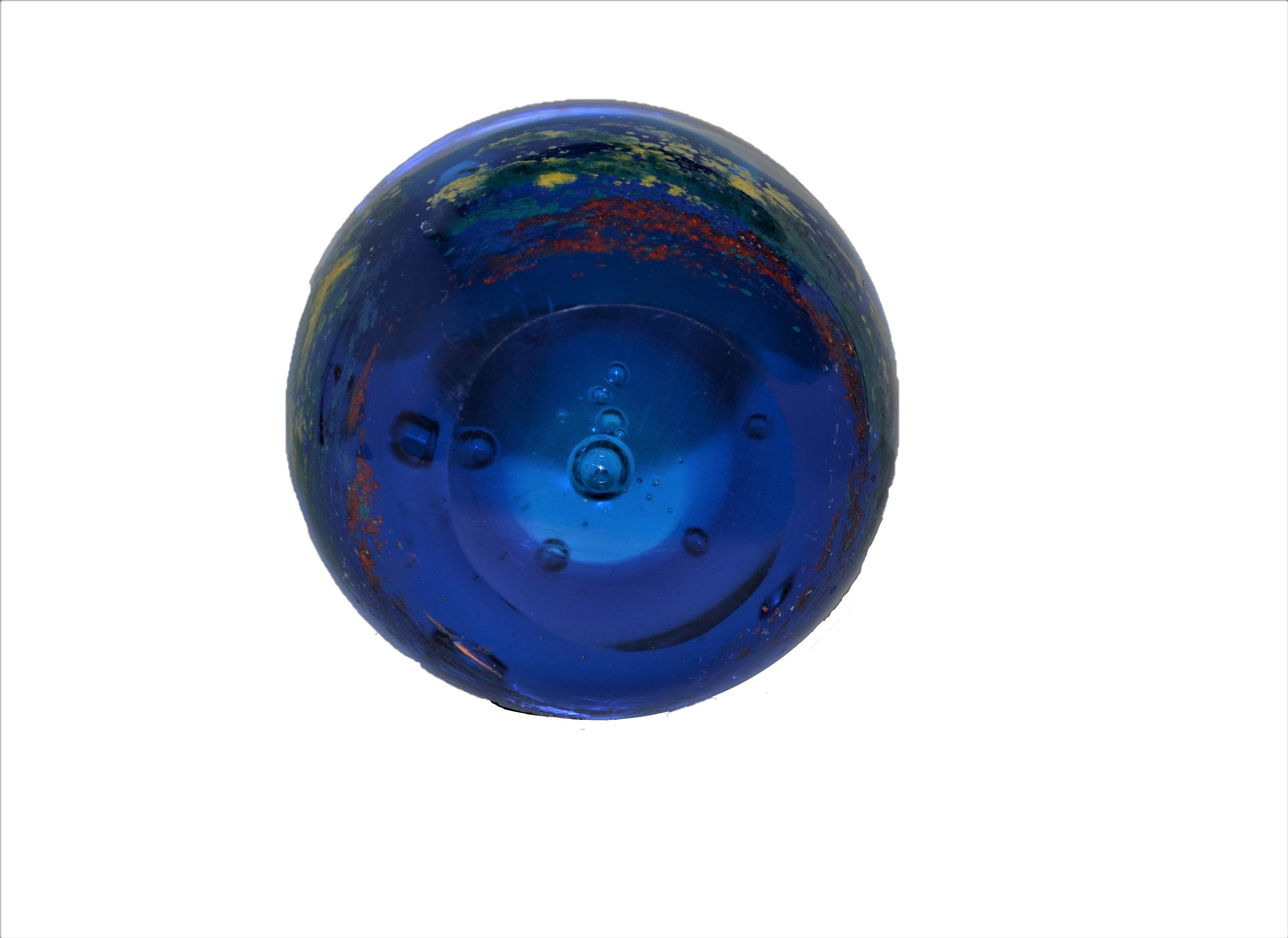 Vintage Cobalt Blue Sphere With Multi-colors Hand Blown Art Glass ...