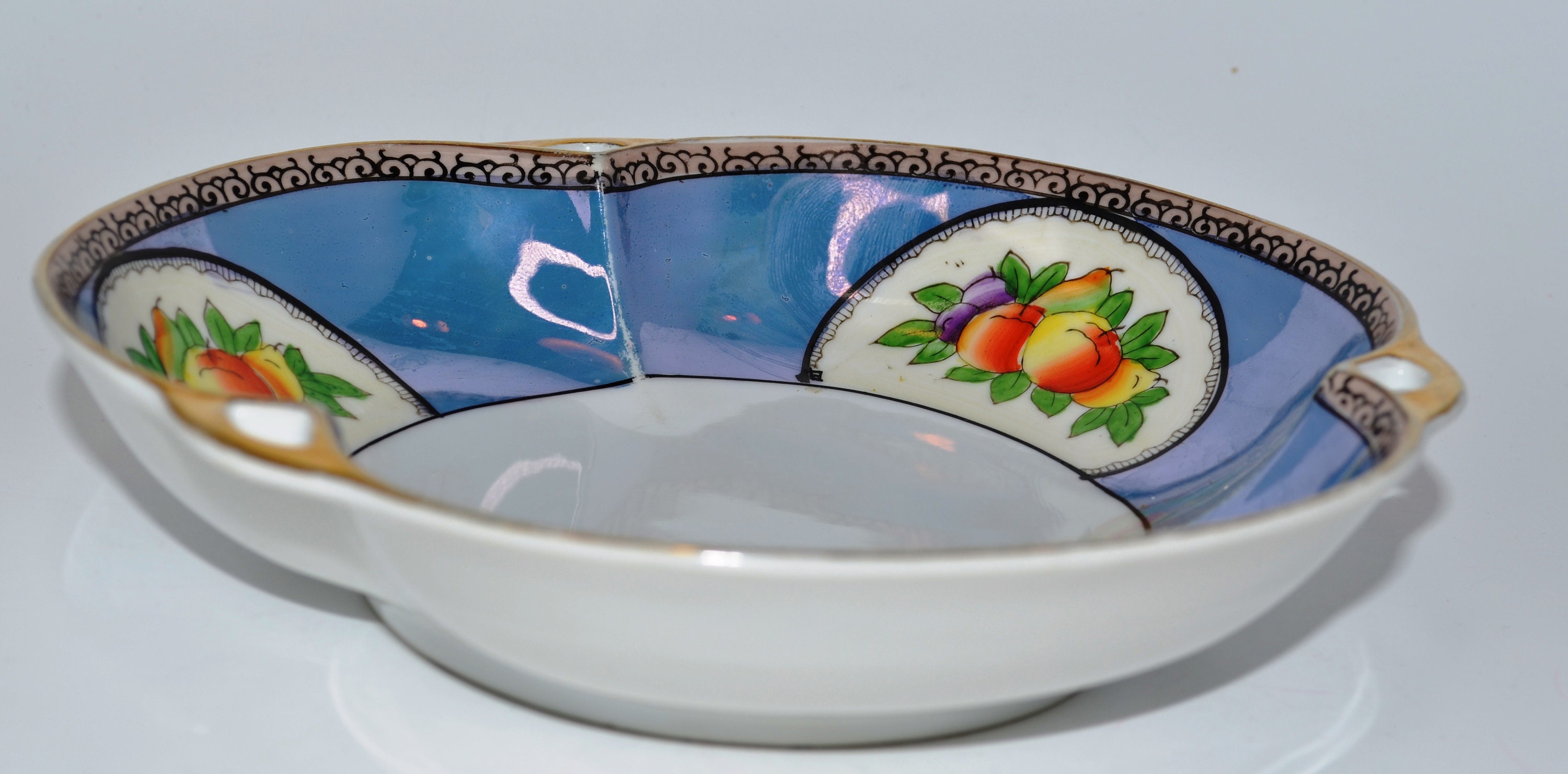 Vintage Noritake Morimura Blue Lusterware Dish With Hand - Etsy