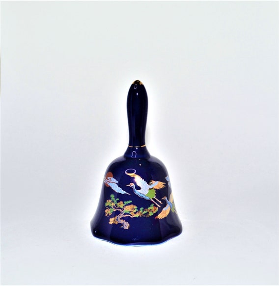 Vintage Cobalt Blue Gold Trim Porcelain Bell Cranes Japan A - Etsy