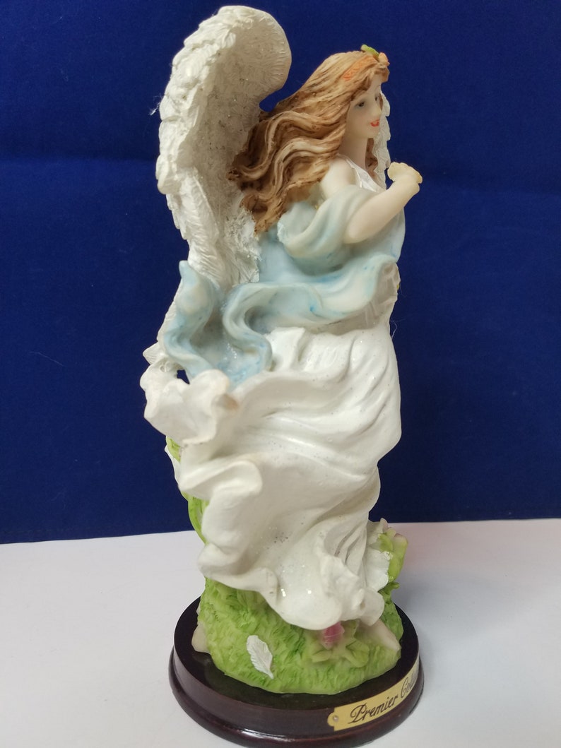 Vintage Premier Collection Angel Resin Figurine on a Stained Wood Base ...