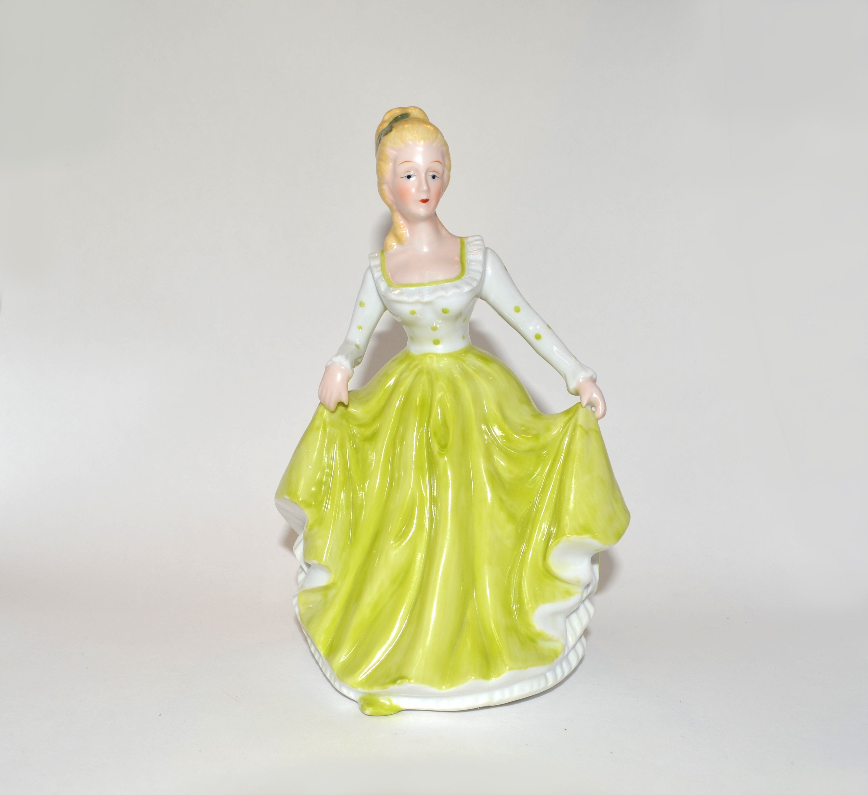 Vintage Victorian Lady Dancing Curtsey Collection Figurine Polka Dot ...
