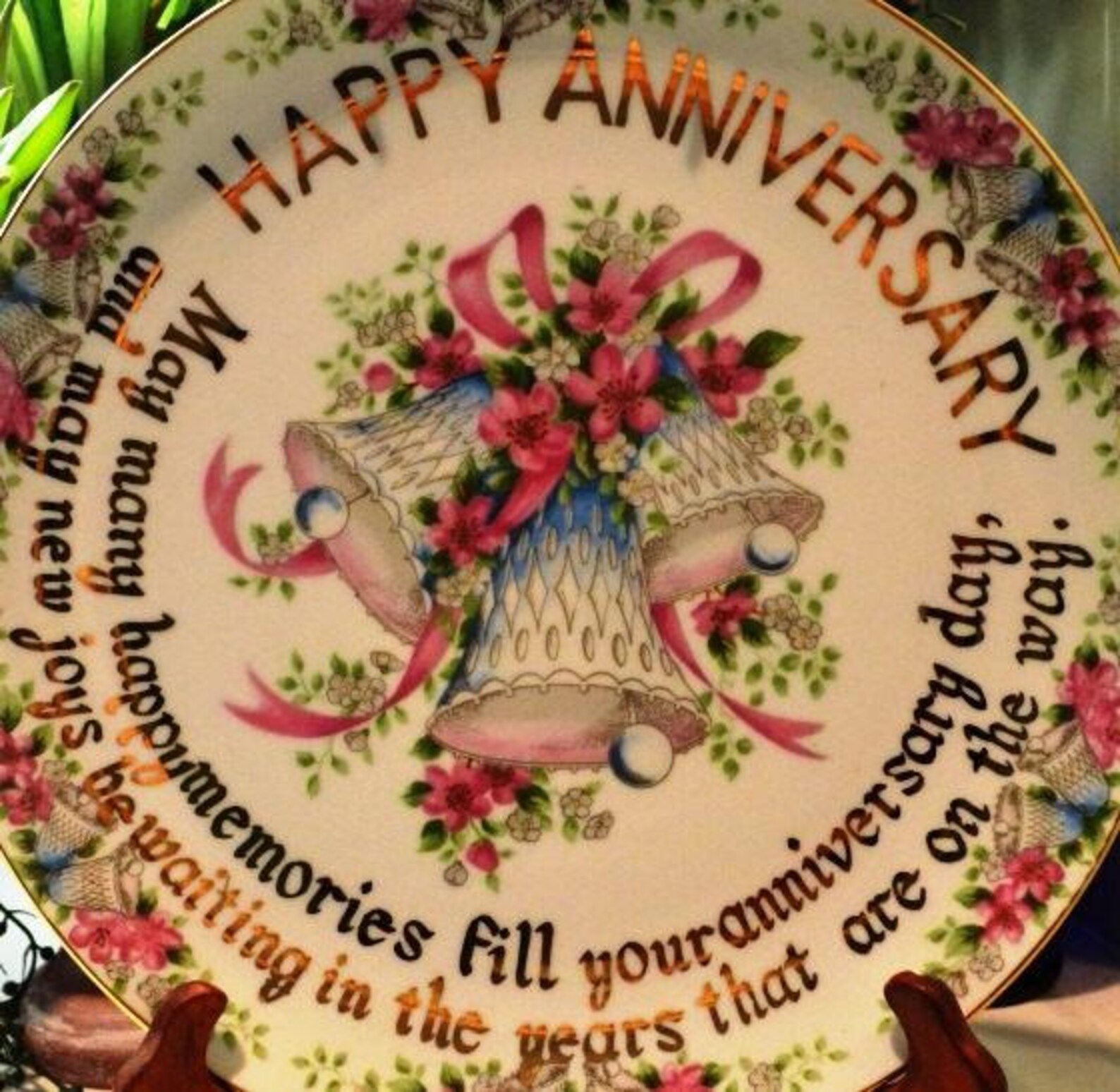 Vintage Happy Anniversary Decorative Plate~anniversary Blessing With ...