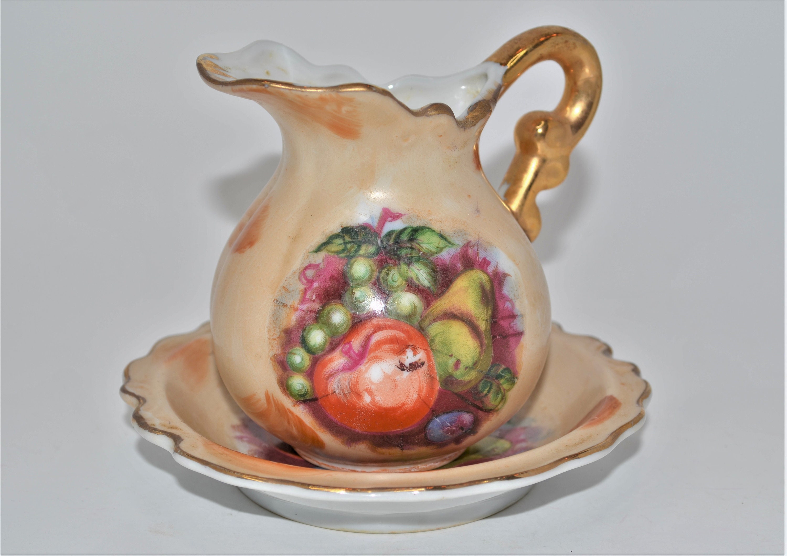 Vintage Enesco Japan Porcelain Hand Painted Small Pitcher and Bowl Set ...