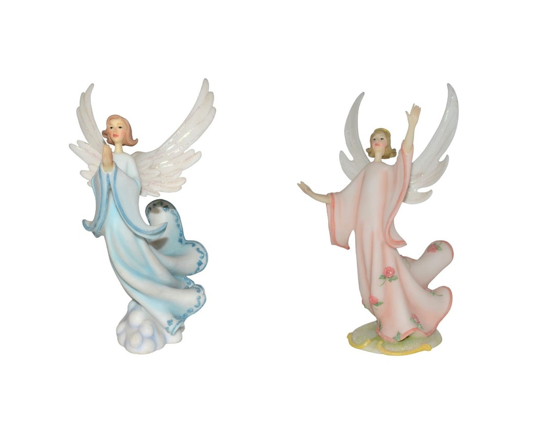 O'well China Resin Angel Praying Blue Dress, Angel Outreach Pink Dress ...