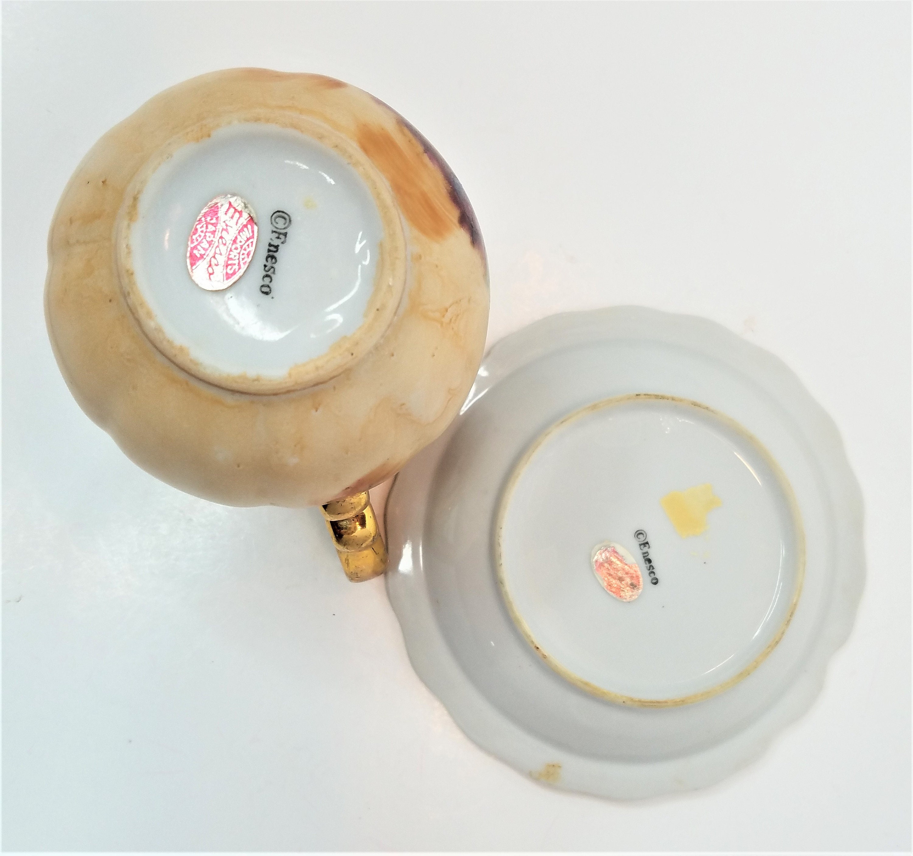 Vintage Enesco Japan Porcelain Hand Painted Small Pitcher and Bowl Set ...