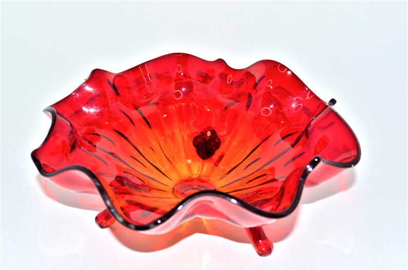 Vintage Fenton 1933 Ruby Red 3-toed Wavy Bowl - Etsy