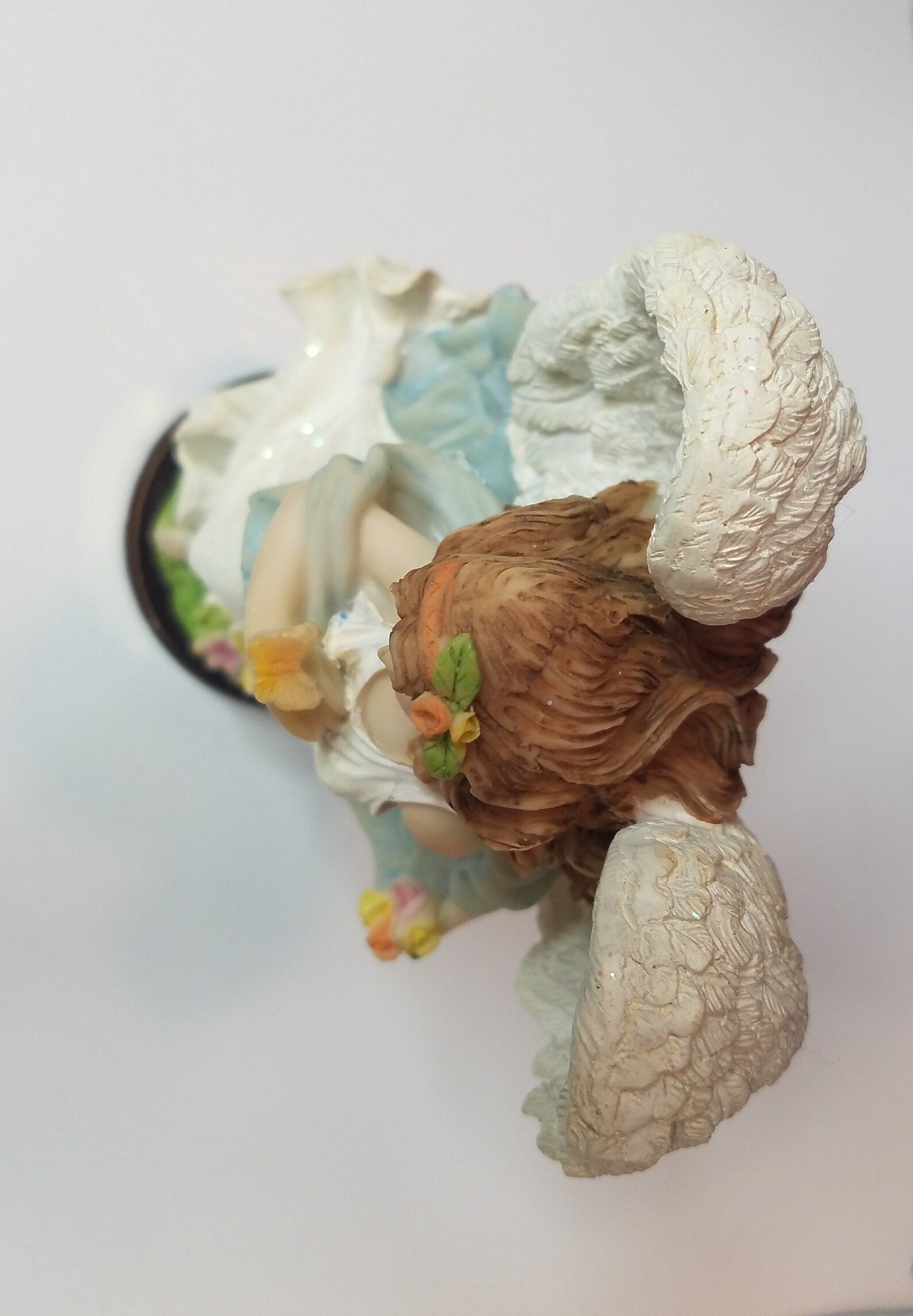 Vintage Premier Collection Angel Resin Figurine on a Stained Wood Base ...