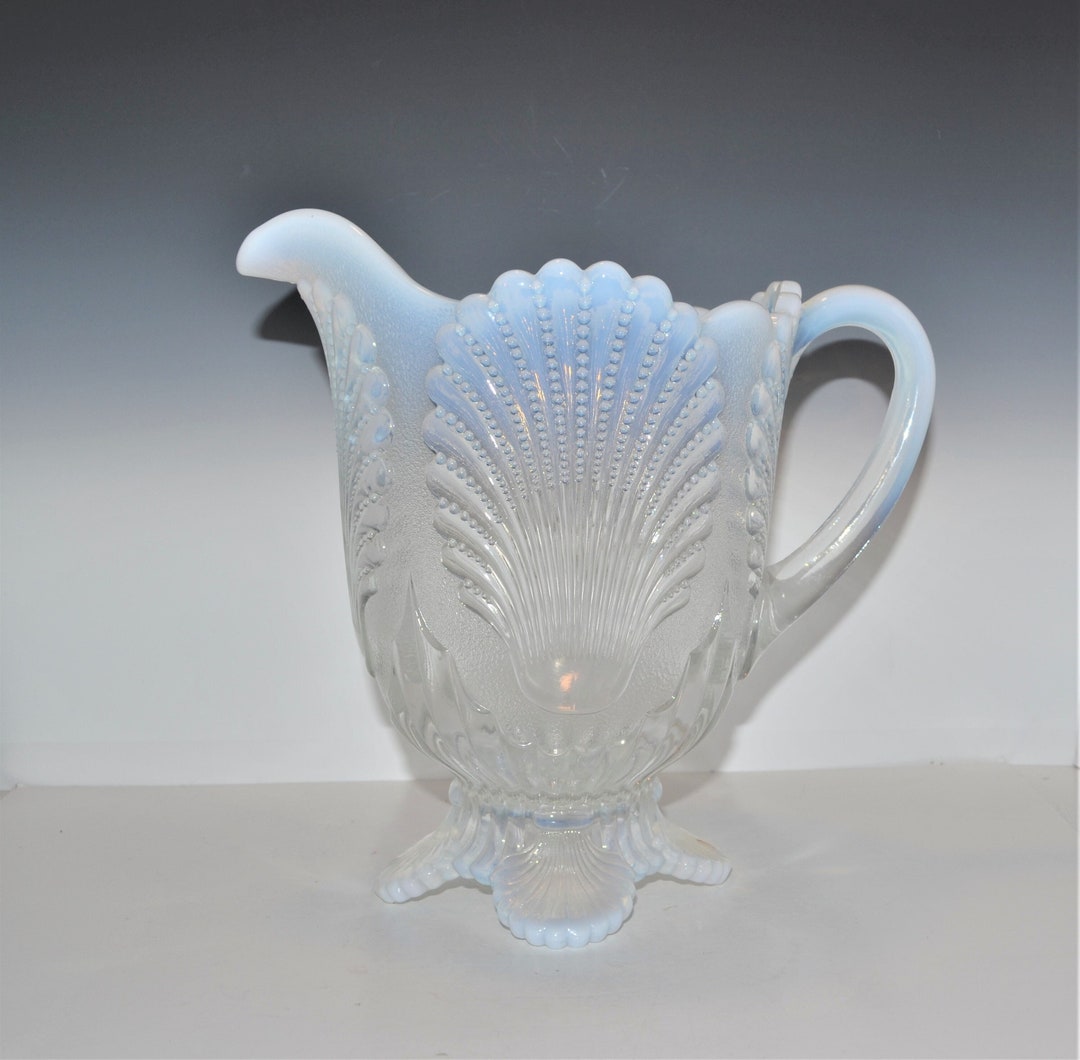 Vintage Mosser Glass French Opalescent Beaded Shell Art Glass Water ...