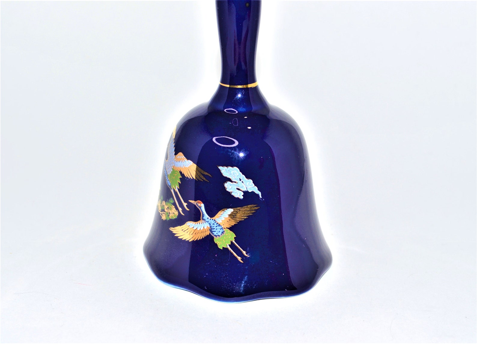 Vintage Cobalt Blue Gold Trim Porcelain Bell Cranes Japan A - Etsy
