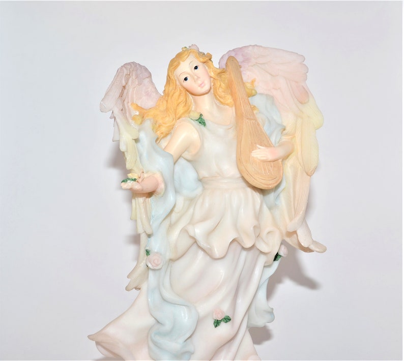 Beautiful Collectible Stone Resin Angel Figurine Playing - Etsy