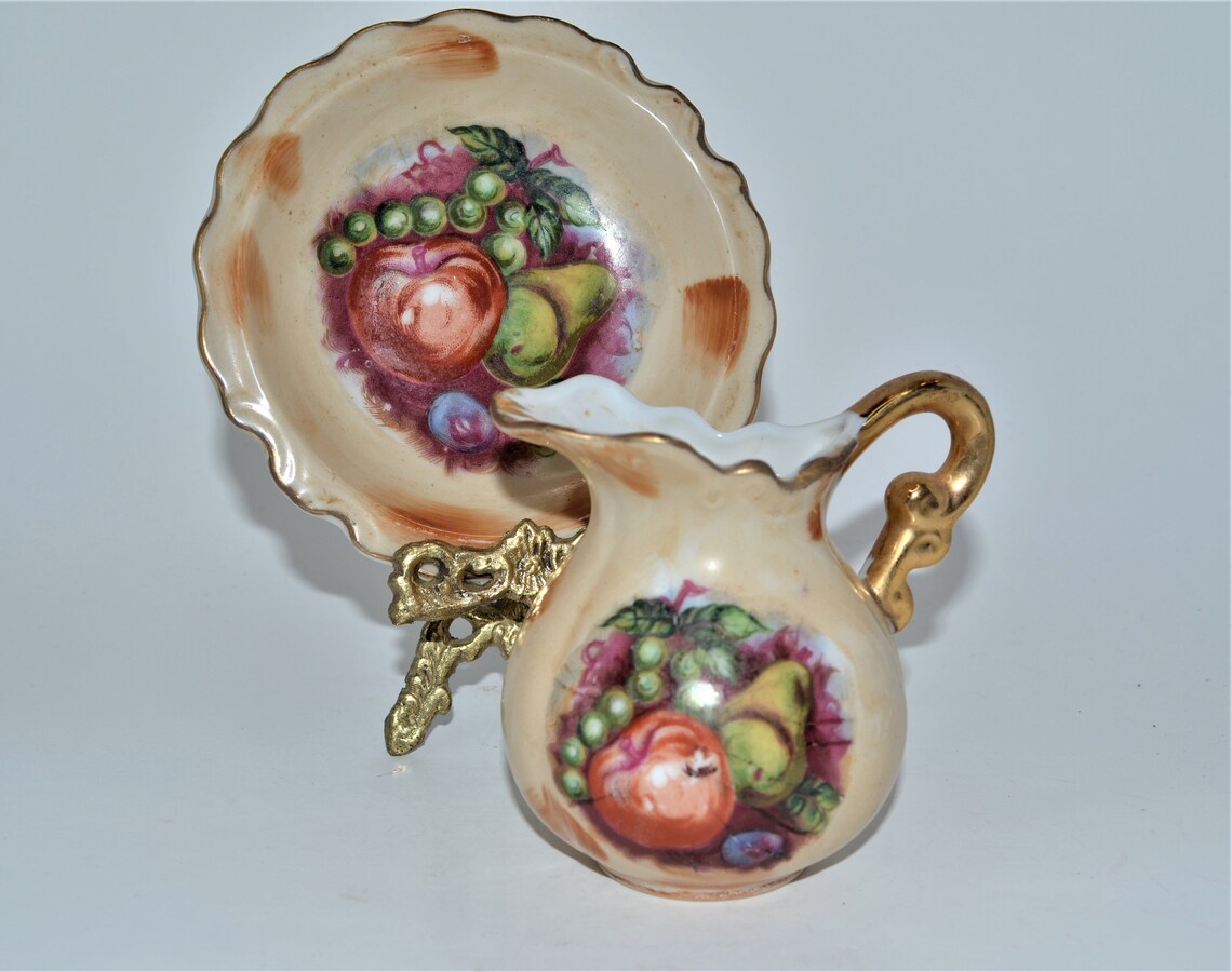 Vintage Enesco Japan Porcelain Hand Painted Small Pitcher and Bowl Set ...
