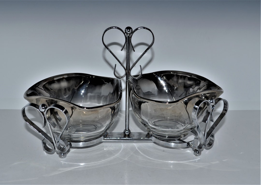 Vitreon Queens Lusterware Silver Fade Ombre Bowls in Caddy - Set of 2 ...