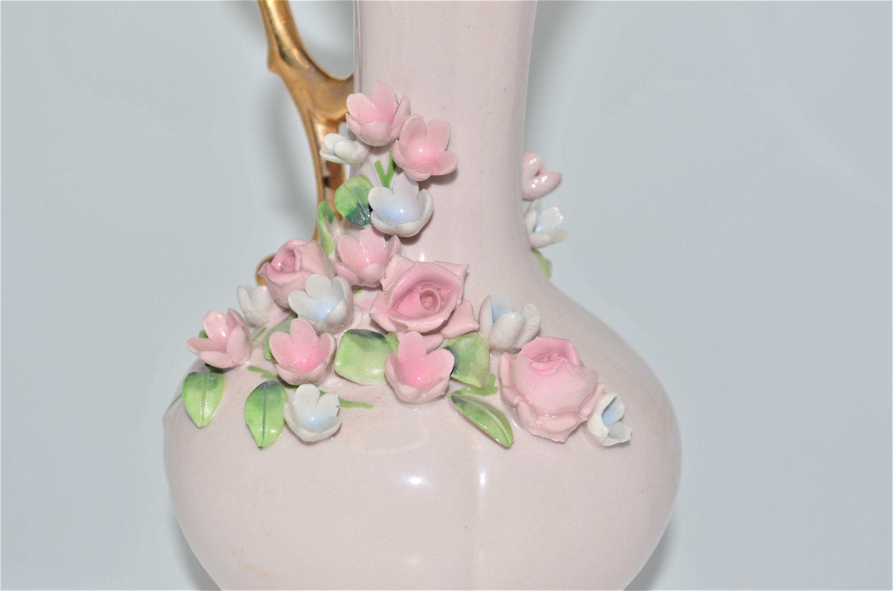 Vintage Lefton China Hand Painted Pink Ewer Pitcher With Roses - Etsy