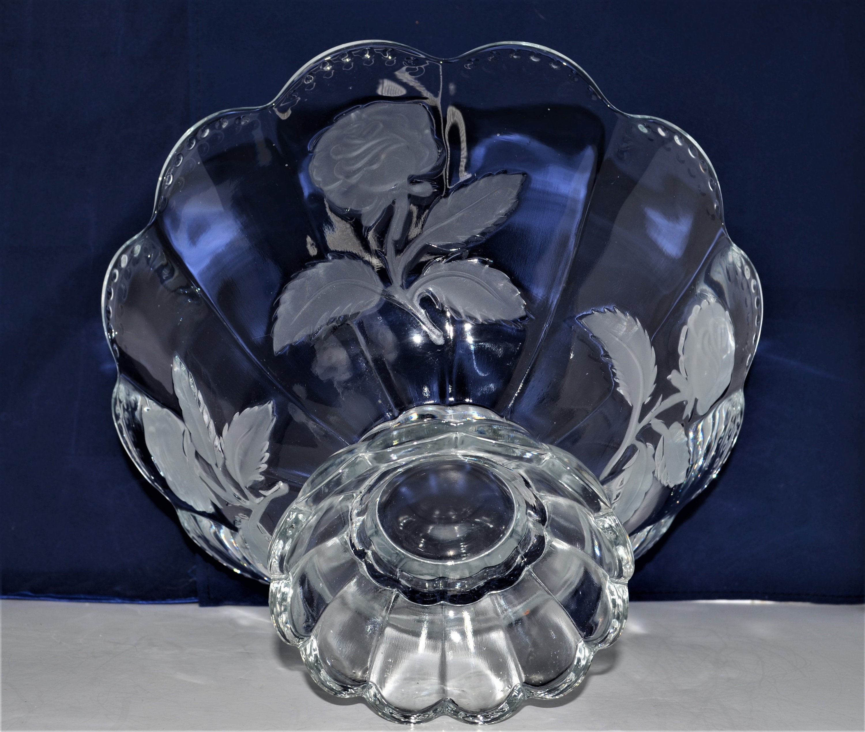 Vintage Imperlux Hand Cut Crystal Glass Large Compote Footed ...