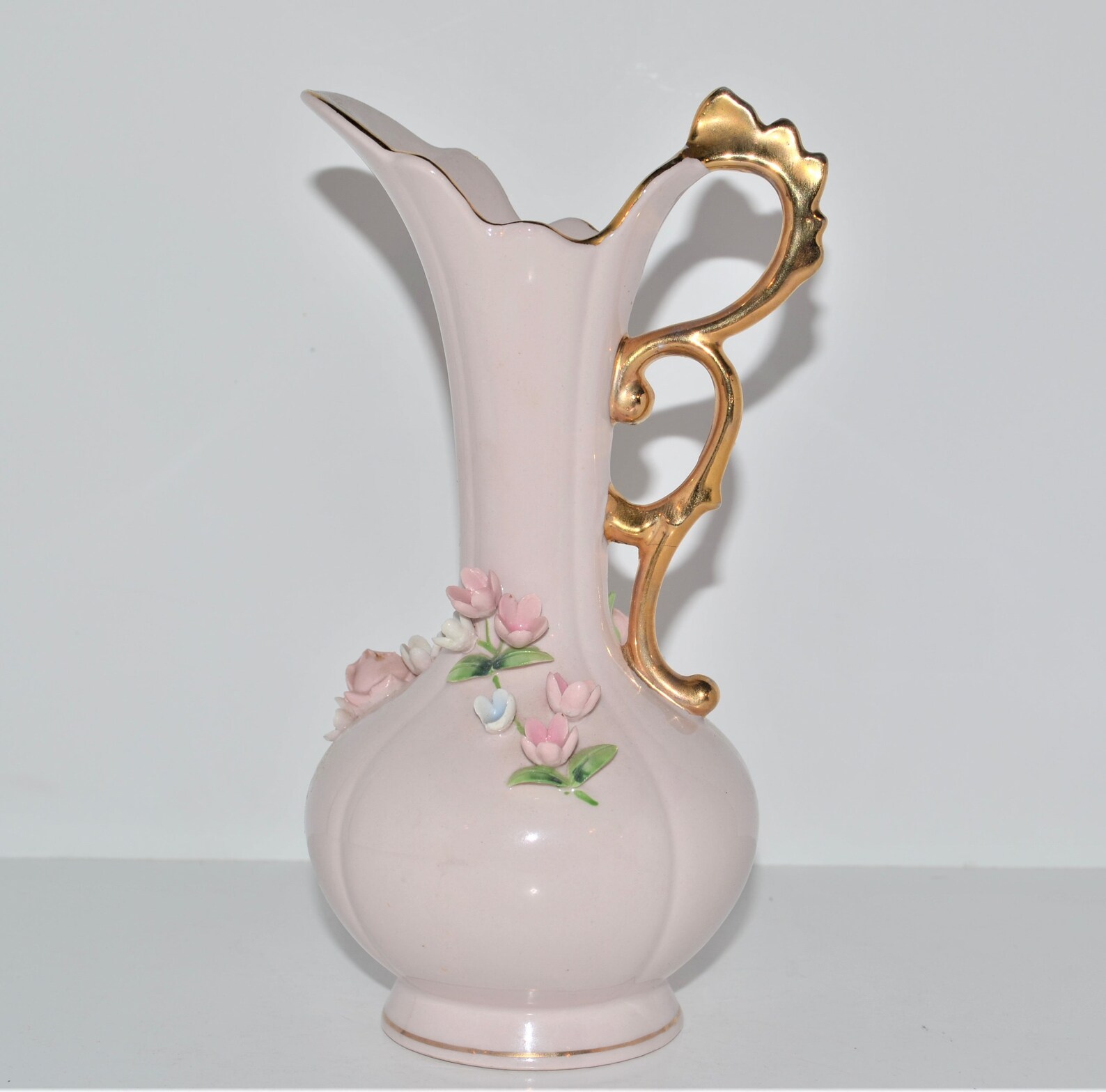 Vintage Lefton China Hand Painted Pink Ewer Pitcher With Roses - Etsy