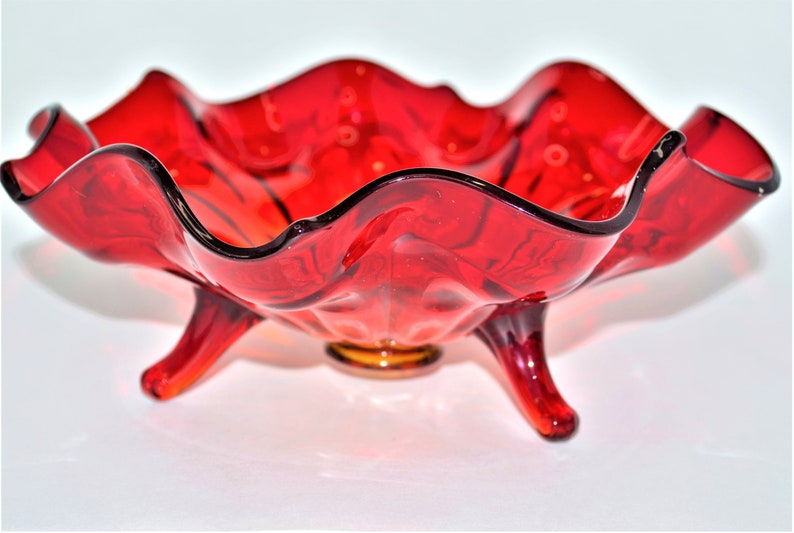 Vintage Fenton 1933 Ruby Red 3-toed Wavy Bowl - Etsy