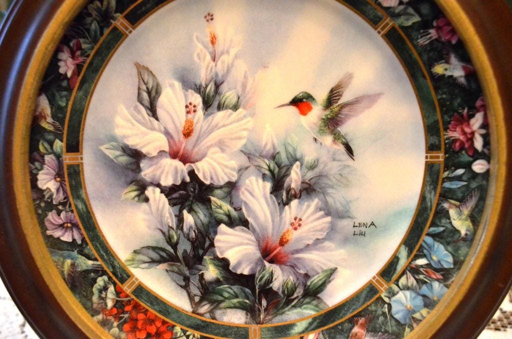 Vintage Lena Liu's Hummingbird Treasury Collection Plate "the Ruby ...