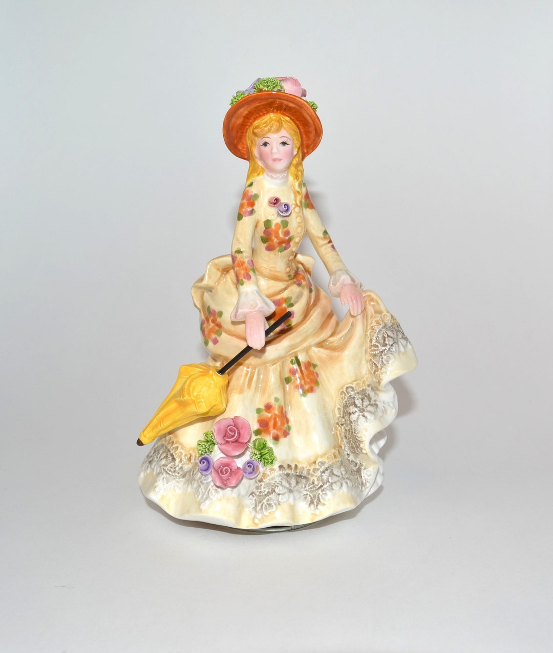 Schmid Yamada Originals Musical Porcelain Victorian Woman Yellow Gown ...