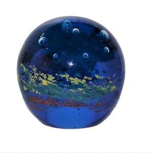 Vintage Cobalt Blue Sphere With Multi-colors Hand Blown Art Glass ...
