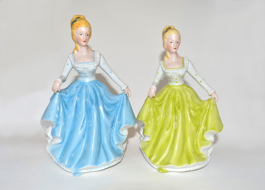 Vintage Victorian Lady Dancing Curtsey Collection Figurine Polka Dot ...