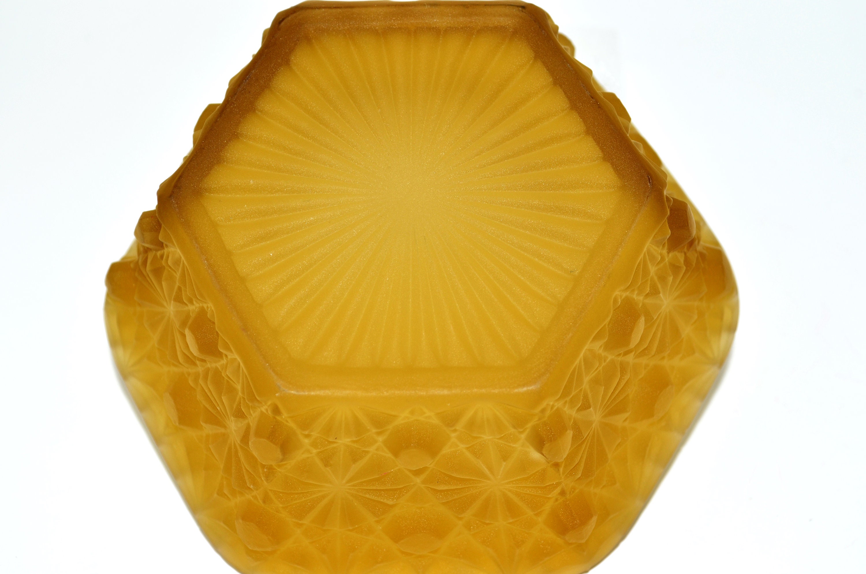 RARE Color Vintage L.E. Smith Frosted Amber Gold Daisy and Button ...