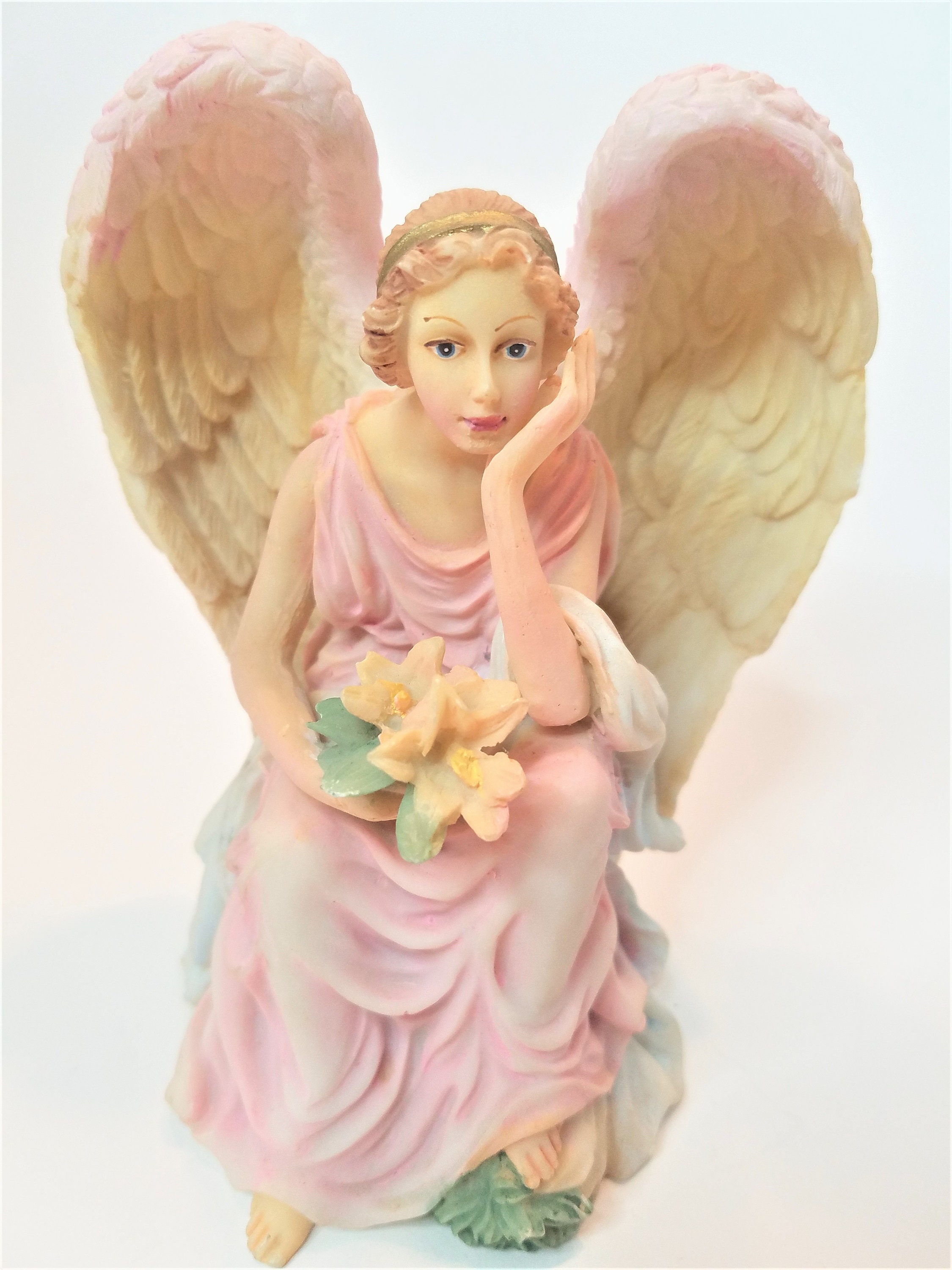 HTF Angel Figurine Sitting Holding Lily Ophelia Heartseeker - Etsy
