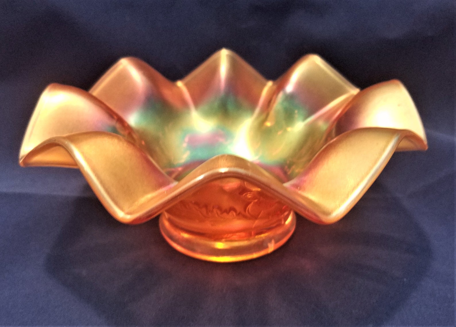 Antique Dugan Glass Daisy Dear Triplets Marigold Iridescence Carnival ...
